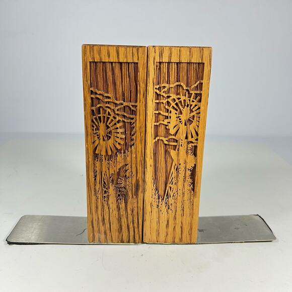 James terry inc. | Art | Vintage Lasercraft Wooden Engraved Bookends ...